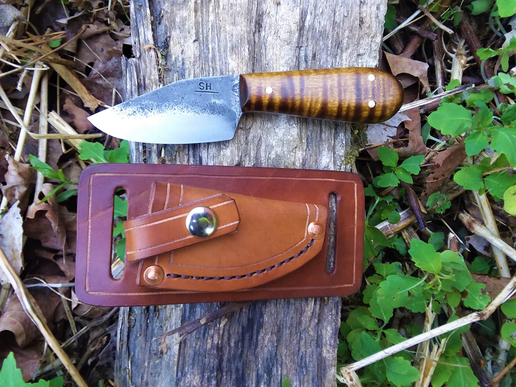 Short Blade Everyday Carry Knife With Cross Draw Sheath